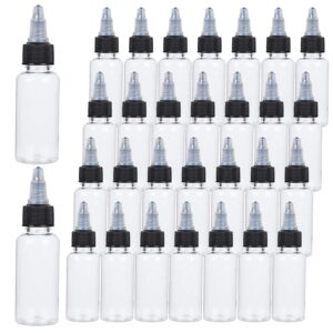 50 pack 1oz plastic squeeze bottles with twist top cap, boston dispensing bottles small sauce bottle with squeeze top, mini condiment squeeze bottles for paint, tattoo ink, glue, crafts, liquids, oil