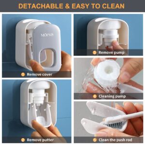 MOPMS Toothpaste Dispenser Wall Mounted for Bathroom Automatic Toothpaste Squeezer for Kids and Adult (Grey-1Pcs)