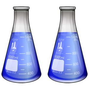 1000ml narrow mouth erlenmeyer flask, 3.3 borosilicate glass, karter scientific 223l1 (pack of 2)