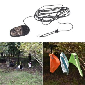 mollytek portable clothesline for traveling camping backyard hotel outdoor/indoor with camouflage storage bag windproof clothes line rope outdoor camping lanyard hanger