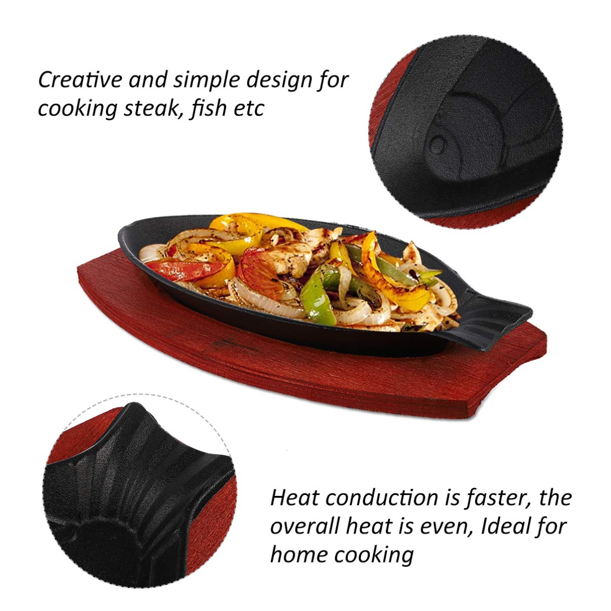 DOITOOL Steak Plate Fish Shaped Pan Steak Frying Pan Durable Fryer Portable BBQ Pan Plate Baking Tools