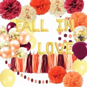 Fall Bridal Shower Decorations/Fall Wedding/Engagement Fall Bachelorette Party Decorations Burgundy Orange/Thanksgiving/Fall In Love Balloons Burgundy Orange Yellow Balloons Burgundy