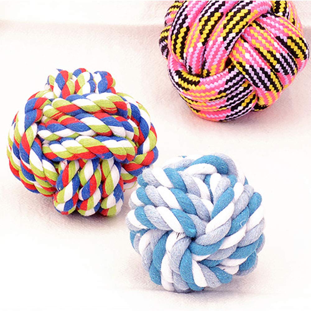 Awgusu Dog Rope Ball Dog Toy 2Pack, Medium Breeds Dog Knot Ball Rope Toys for Puppies to Medium Dog, Dog Rope Toys for Small Dogs, Puppy Rope Toys Teething Chewing, Tug and Boredom