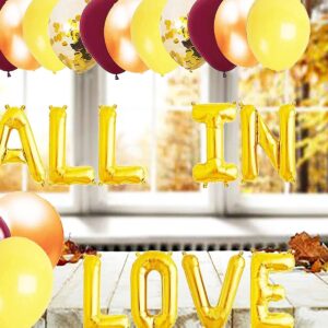 Fall Bridal Shower Decorations/Fall Wedding/Engagement Fall Bachelorette Party Decorations Burgundy Orange/Thanksgiving/Fall In Love Balloons Burgundy Orange Yellow Balloons Burgundy