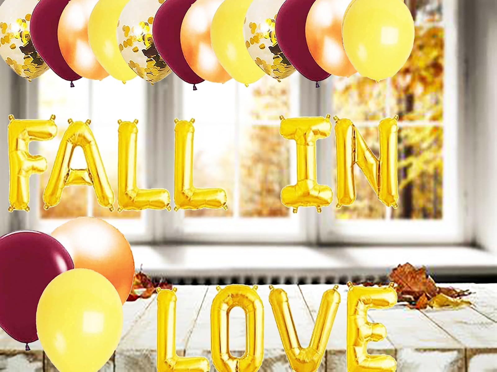 Fall Bridal Shower Decorations/Fall Wedding/Engagement Fall Bachelorette Party Decorations Burgundy Orange/Thanksgiving/Fall In Love Balloons Burgundy Orange Yellow Balloons Burgundy