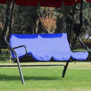 Keenso Swing Seat Cover, 3 Seat Premium 190T Polyester Taffeta Swing Cushion Cover Outdoor Waterproof Swing Chair Cover for Patio Courtyard Garden 59.1 x 19.7 x 3.9in(Dark Blue)