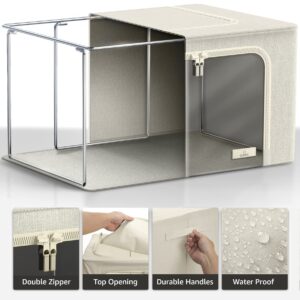 Sorbus Jumbo Storage Bins with Metal Frame - Oxford Fabric Storage Containers with Large Clear Window & Carry Handles - Stackable & Foldable Clothes Organizer Bags for Bedding Linen, Clotheing & More