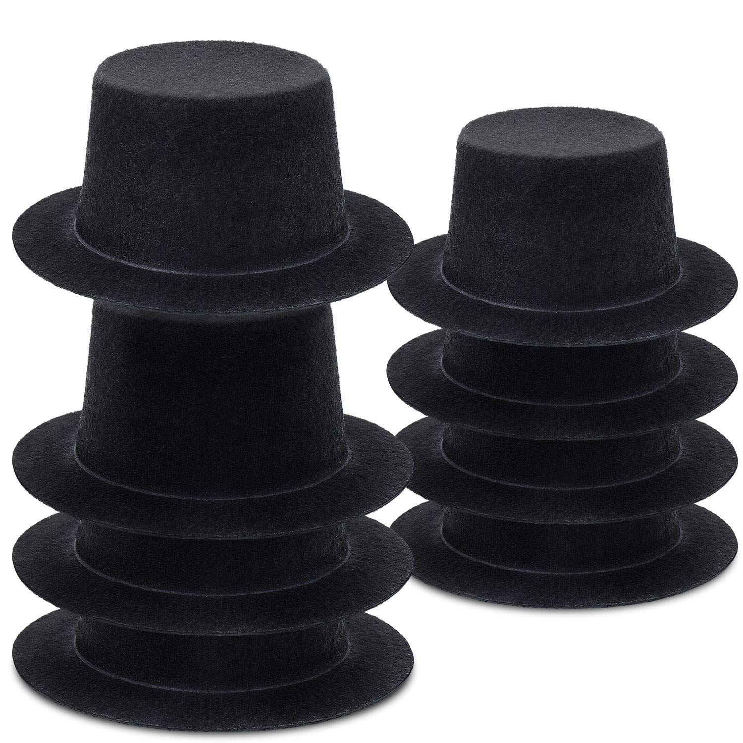 Skylety 8 Pieces Snowman Hats for Crafts Mini Top Hats Felt Top Hats Small Black Craft Top Hats for Christmas Party Snowman Doll Craft Decor