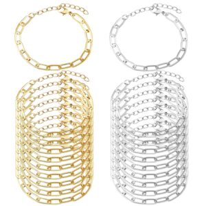 tiggell 20pcs chain bracelets kit alloy link with lobster clasps for christmas diy women jewelry findings bracelet making (gold & silver)