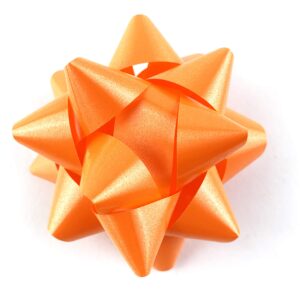 Worlds Orange Confetti Gift Bows Star Gift Bows for Christmas Gift Wrap Bows 3-3/4" Inch(15 Pack)