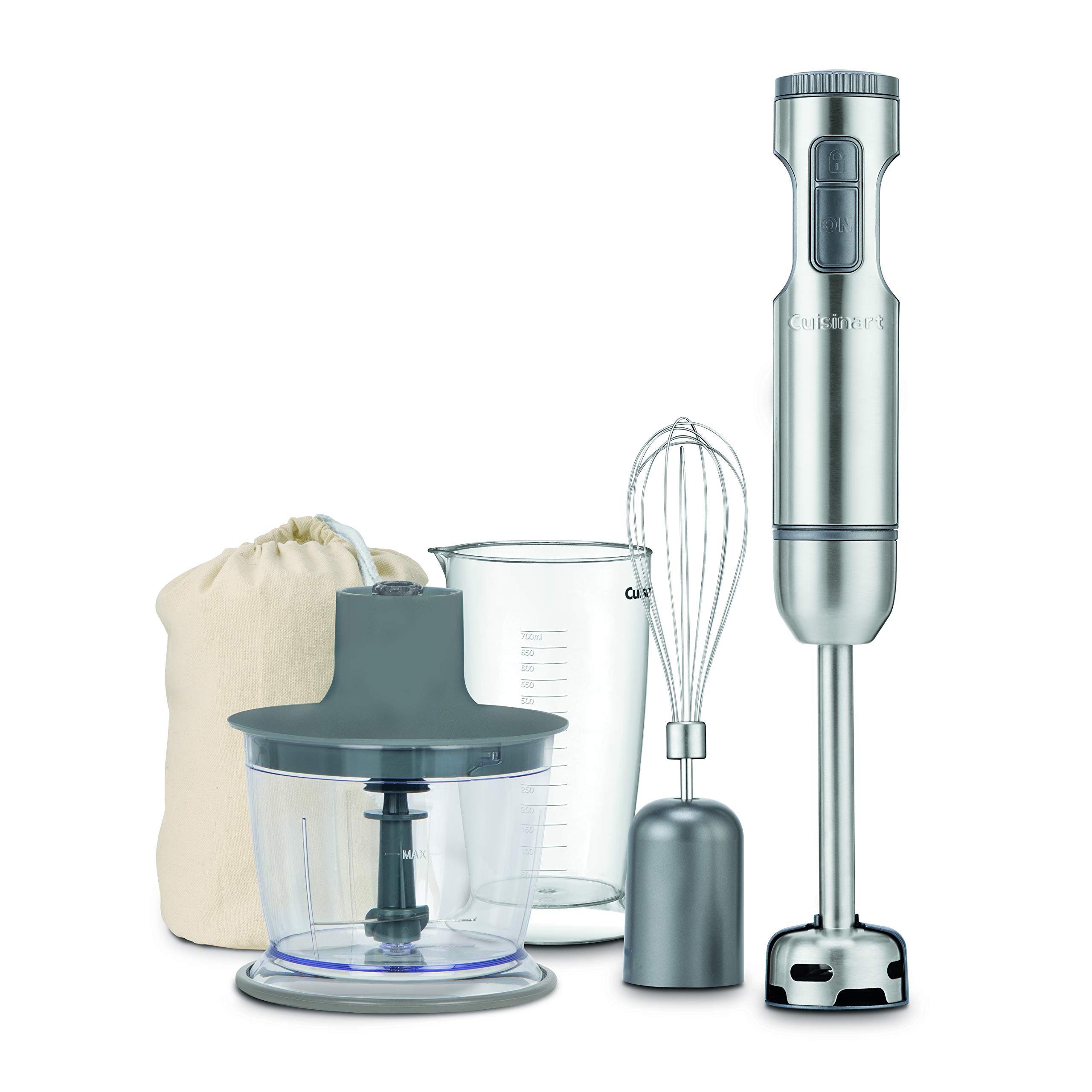 PNAEUT Cuisinart Smart Stick Variable Speed Hand Blender with Chopper CSB-87C, Silver, Large