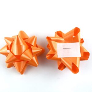 Worlds Orange Confetti Gift Bows Star Gift Bows for Christmas Gift Wrap Bows 3-3/4" Inch(15 Pack)