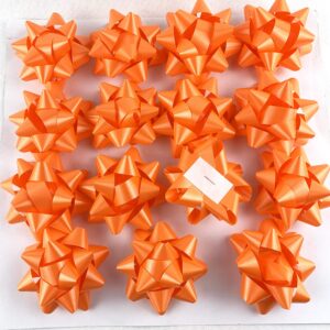 Worlds Orange Confetti Gift Bows Star Gift Bows for Christmas Gift Wrap Bows 3-3/4" Inch(15 Pack)