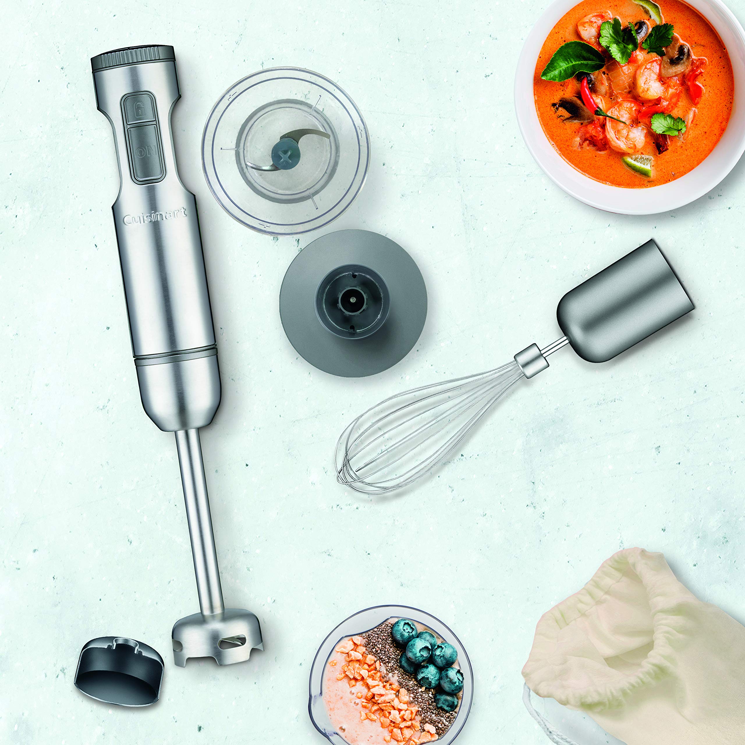 PNAEUT Cuisinart Smart Stick Variable Speed Hand Blender with Chopper CSB-87C, Silver, Large