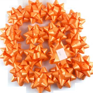 Worlds Orange Confetti Gift Bows Star Gift Bows for Christmas Gift Wrap Bows 3-3/4" Inch(15 Pack)