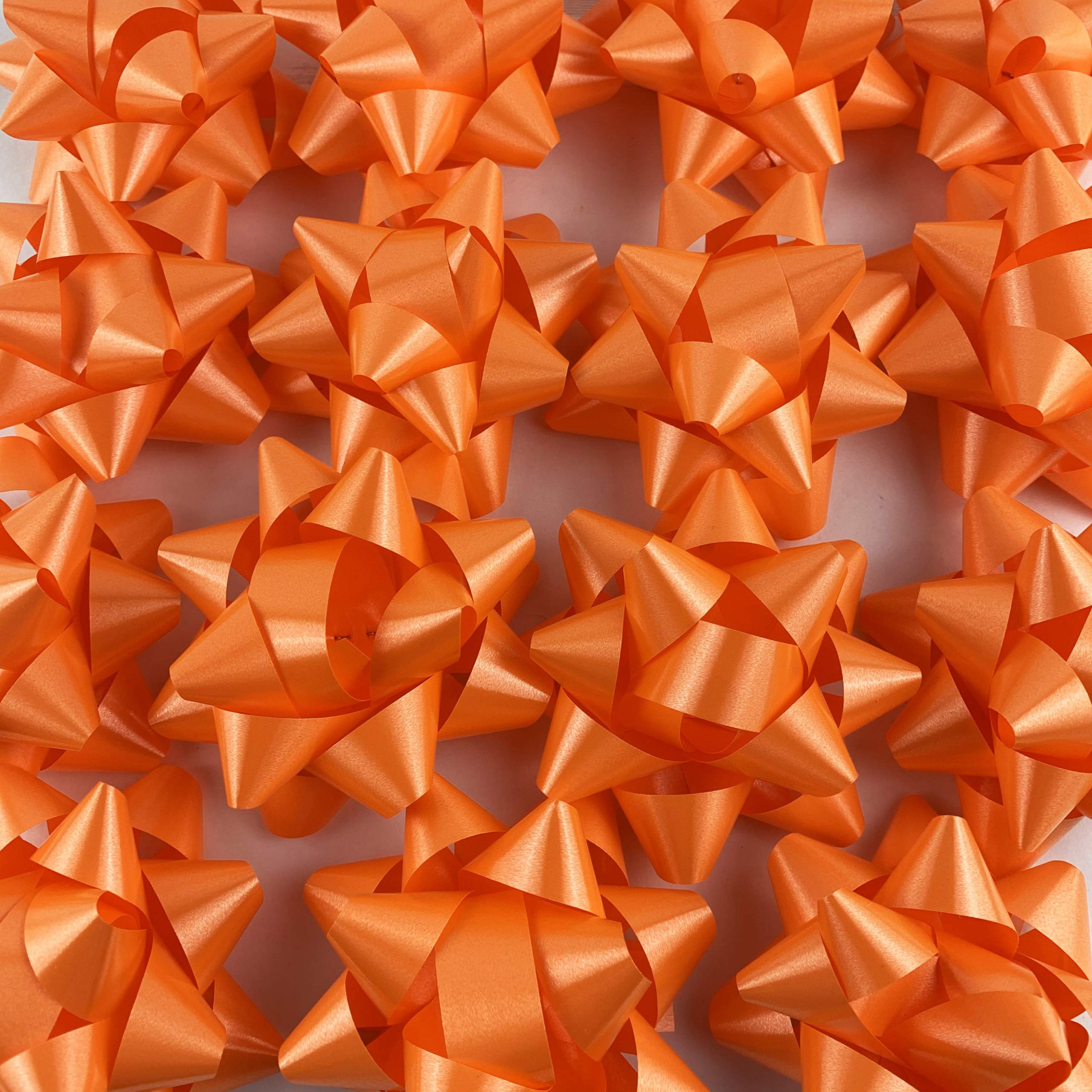 Worlds Orange Confetti Gift Bows Star Gift Bows for Christmas Gift Wrap Bows 3-3/4" Inch(15 Pack)