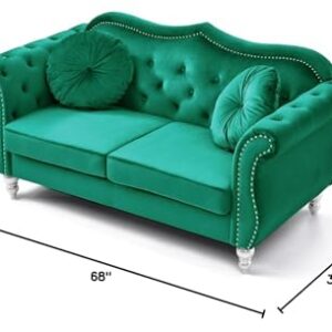 Glory Furniture Hollywood Velvet Loveseat in Green