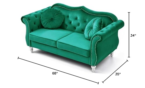 Glory Furniture Hollywood Velvet Loveseat in Green