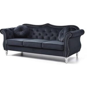 glory furniture hollywood velvet sofa in black