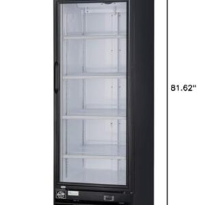 Elite Kitchen Supply Commercial Display Refrigerator, ETL NSF Upright Reach-in Fridge Cooler Merchandiser with Glass Door in Black, 24" W 15.1 cu. ft. Fan Cooling