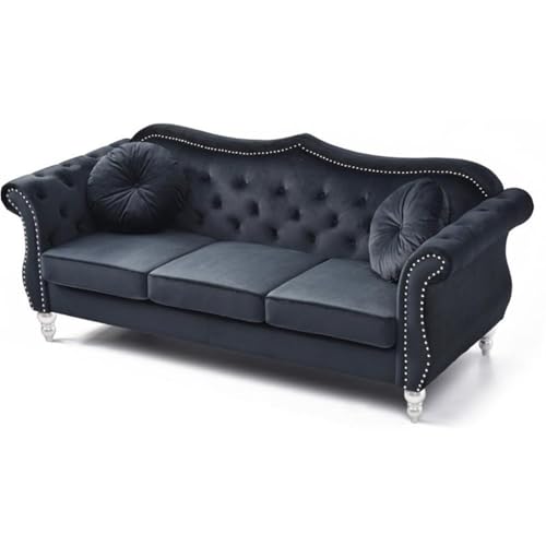 Glory Furniture Hollywood Velvet Sofa in Black