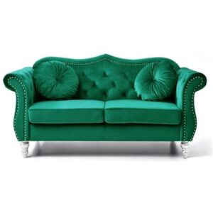 Glory Furniture Hollywood Velvet Loveseat in Green