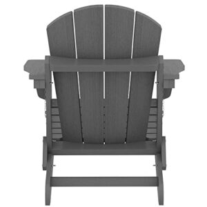 SERWALL Adirondack Chair for Patio Garden Outdoors Fire Pit- (Folding Gray)