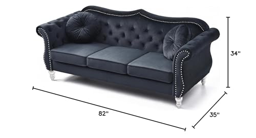 Glory Furniture Hollywood Velvet Sofa in Black