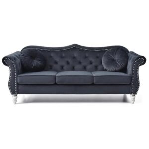 Glory Furniture Hollywood Velvet Sofa in Black