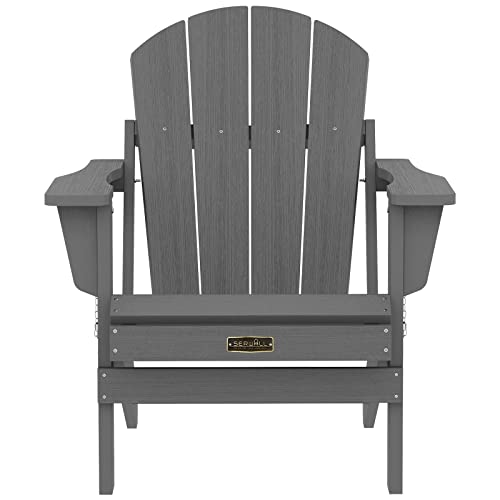 SERWALL Adirondack Chair for Patio Garden Outdoors Fire Pit- (Folding Gray)