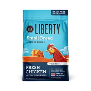 bixbi liberty small breed grain free dry dog food, chicken, 4 lbs - fresh meat, no meat meal, no fillers for easy digestion - usa made