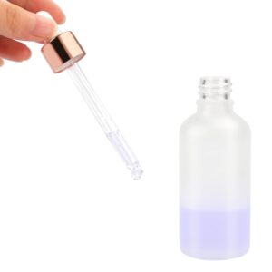 6 Pack,Frosted Glass Essential Oil Dropper Bottle,Empty Glass Liquid Container Holder With Glass Eye Dropper,Rose-Golden Caps Travel Perfume Cosmetic Container-Pipette&Funnel included (30ml/1 Ounce)