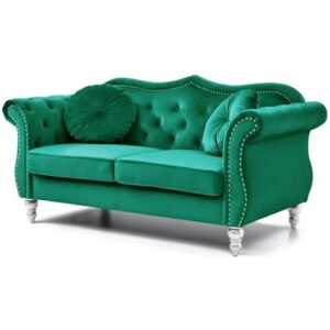 glory furniture hollywood velvet loveseat in green