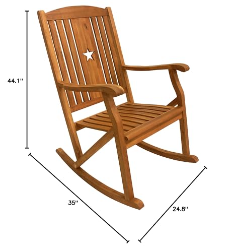 Leigh Country Sequoia Series Adult Rocker with Star Cutout Rocking Chair, Brown