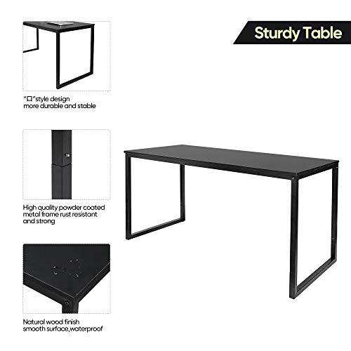 ZENY Computer Desk,55 Inch Office Desk Gaming Desk Writing Desk, Modern Simple Desk PC Laptop Study Student Table (Black, 55 inch)