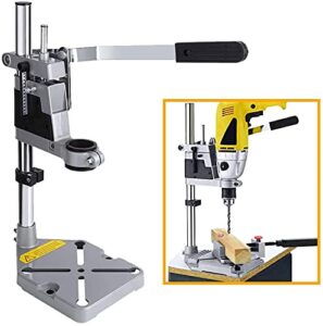 drill stand for hand drill, universal adjustable drill press clamp, heavy duty drill press holder workbench repair tool bench clamp, support tool with single hole aluminum base