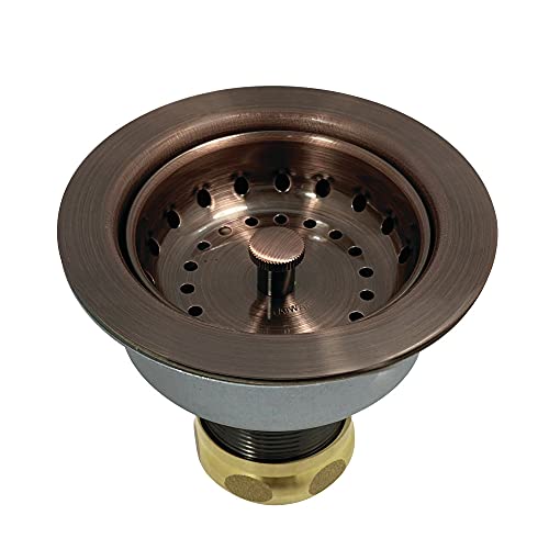 Kingston Brass K112AC Tacoma Kitchen Sink Basket Strainer, Antique Copper 4.44 x 4.44 x 3.81