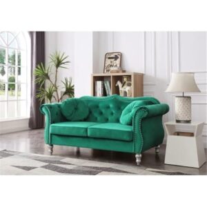 Glory Furniture Hollywood Velvet Loveseat in Green