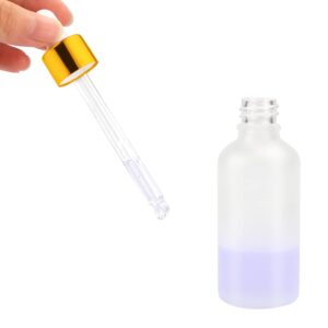 6 Pack,Frosted Glass Dropper Bottle for Essential Oils,Empty Glass Liquid Holder With Glass Eye Dropper,Golden Caps Travel Perfume Cosmetic Container-Pipette&Funnel included (15ml/0.5 fl oz)