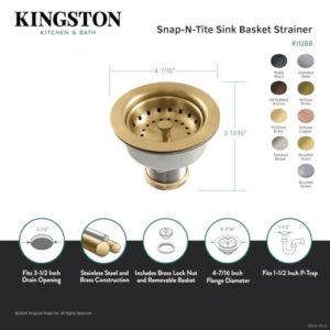 Kingston Brass K112MB Tacoma Kitchen Sink Basket Strainer, Matte Black 4.44 x 4.44 x 3.81