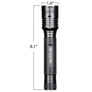 Feit Electric LED Tactical Flashlight - Aluminum Alloy - Zoomable Strike Bezel; Illuminate up to 1,000 feet - Adjustable Brightness from 260-1000 Lumen | Requires 3-C Batteries