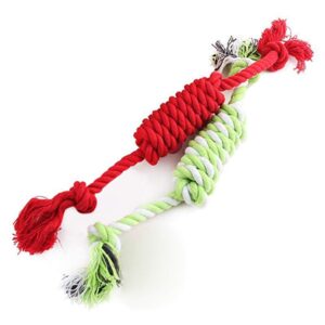 shlutesoy Pet Chew Toys,Dog Toy Cotton Braided Bone Rope Chew Knotted Tied Random Color