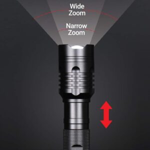 Feit Electric LED Tactical Flashlight - Aluminum Alloy - Zoomable Strike Bezel; Illuminate up to 1,000 feet - Adjustable Brightness from 260-1000 Lumen | Requires 3-C Batteries