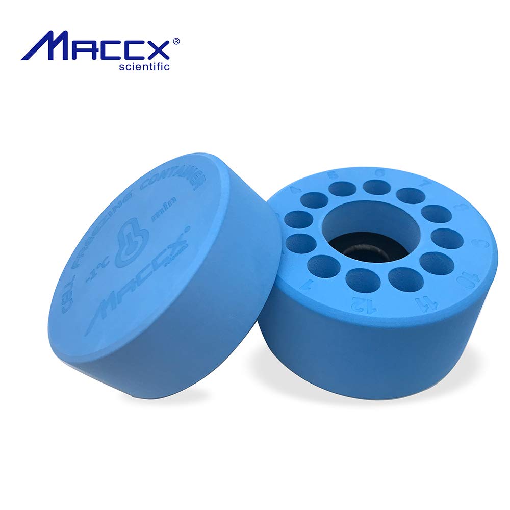 Maccx -1℃(-33.8℉) Cell Freezing Container for 2ml Cryogenic Vials, 12 Places, Cross-Linked Polyethylene Foam with a Solid State Core, CFC012-001