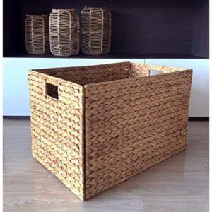 Large Wicker Seagrass Baskets Hampers Set Of 2 Cut Out Handles 21"w X 14.5" 14"h Beige Iron Handmade