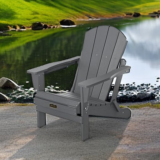 SERWALL Adirondack Chair for Patio Garden Outdoors Fire Pit- (Folding Gray)