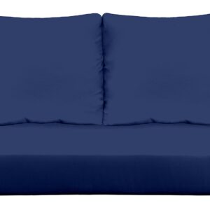 RSH DECOR: Deep Seating Loveseat Cushion Set | 46” x 26” Loveseat | All-Weather Spun Fabric | Outdoor Foam Settee and Pillow Back Cushions for Patio Furniture | Navy Blue