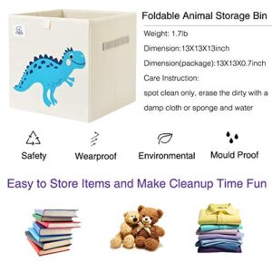 CLCROBD Foldable Animal Cube Storage Bins Fabric Toy Box/Chest/Organizer for Toddler/Kids Nursery, Playroom, 13 inch (Dino T-Rex)