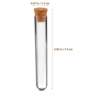 Baluue 100pcs Glass Test Tubes with Cork Stoppers, Clear Hard Test Tubes Scientific Experiments, 12 x 75mm Plastic Lab Tubes for Scientific Experiments with Brushes