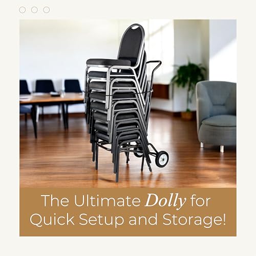 OEF Furnishings Heavy Duty Stack and Banquet Chair Dolly with Oversized Rubber Wheels, Easy Transport and Storage Solution